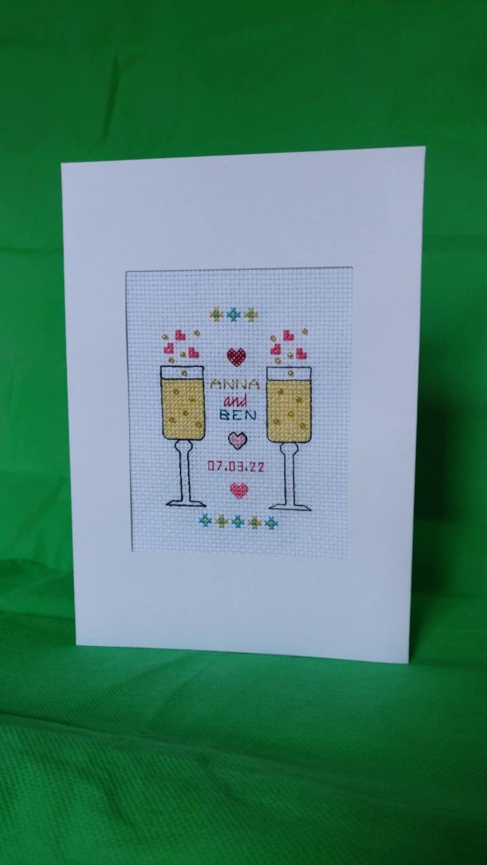 Custom Made Embroidered Wedding Card - Etsy