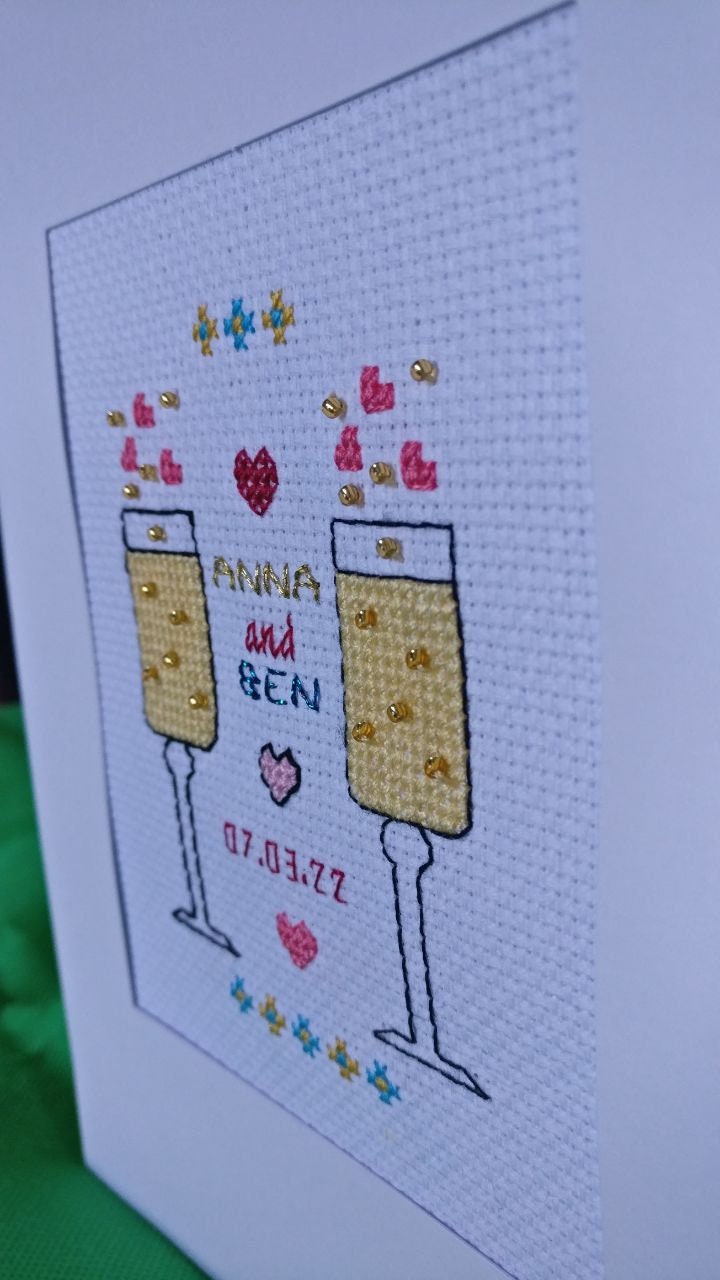Custom Made Embroidered Wedding Card - Etsy