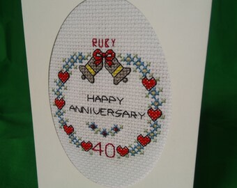 CD 566 Ruby Wedding Anniversary Cross Stitch Card Kit - Etsy