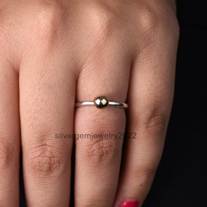 Simple Ball Ring - 925 Sterling Silver Ring - Handmade Two Tone Ring ...