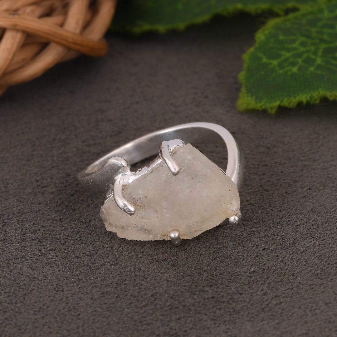 Genuine Raw Libyan Desert Glass Ring , 925 Sterling Silver Natural ...