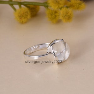 Clear Crystal Quartz Ring- Transparent Ring- Crystal Quartz Ring- Handmade Ring- Solid 925 ...