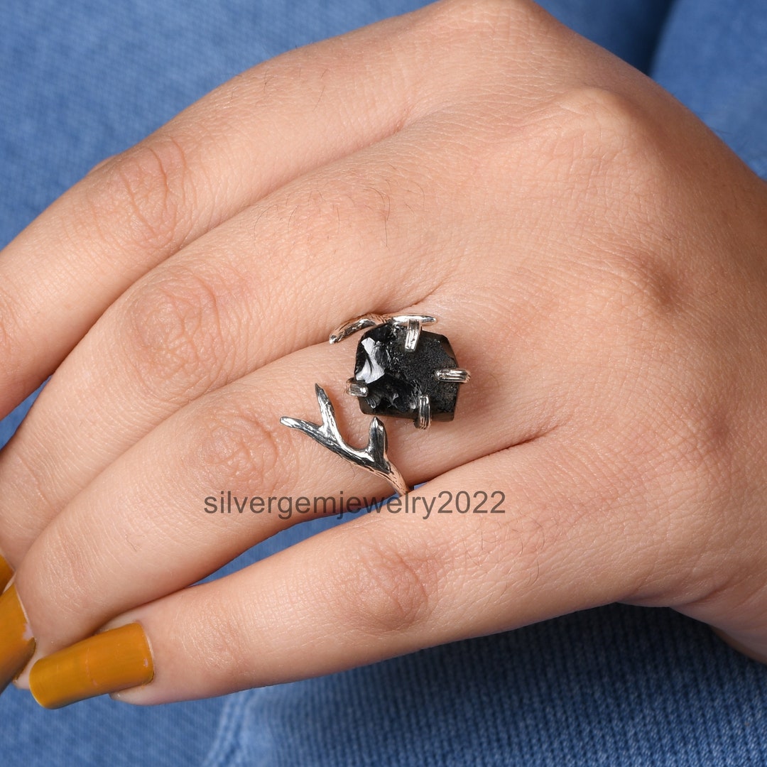 Beautiful 925 Black Obsidian Ring / Sterling Silver Designer - Etsy