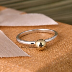 Simple Ball Ring - 925 Sterling Silver Ring - Handmade Two Tone Ring ...