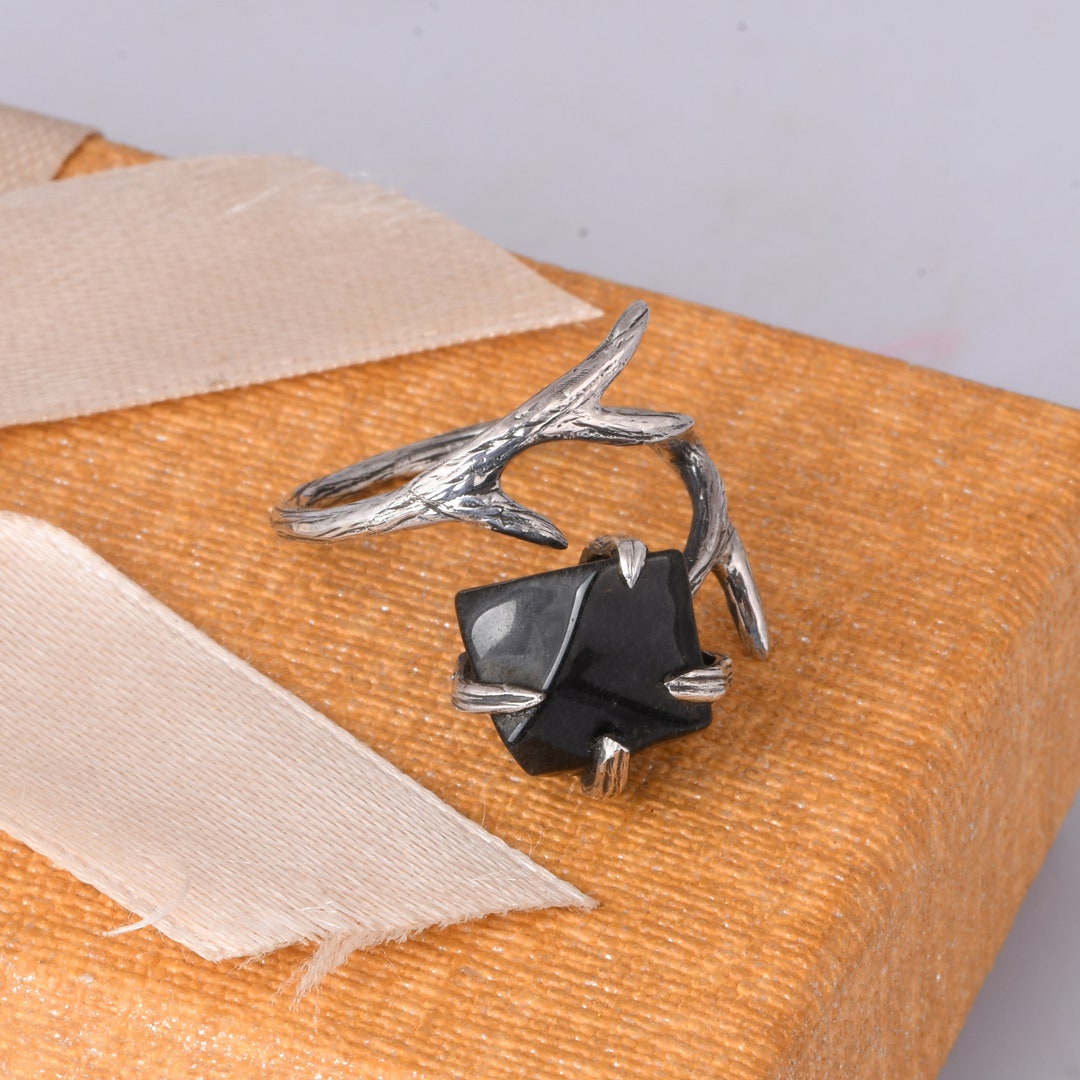 Beautiful 925 Black Obsidian Ring / Sterling Silver Designer Ring ...