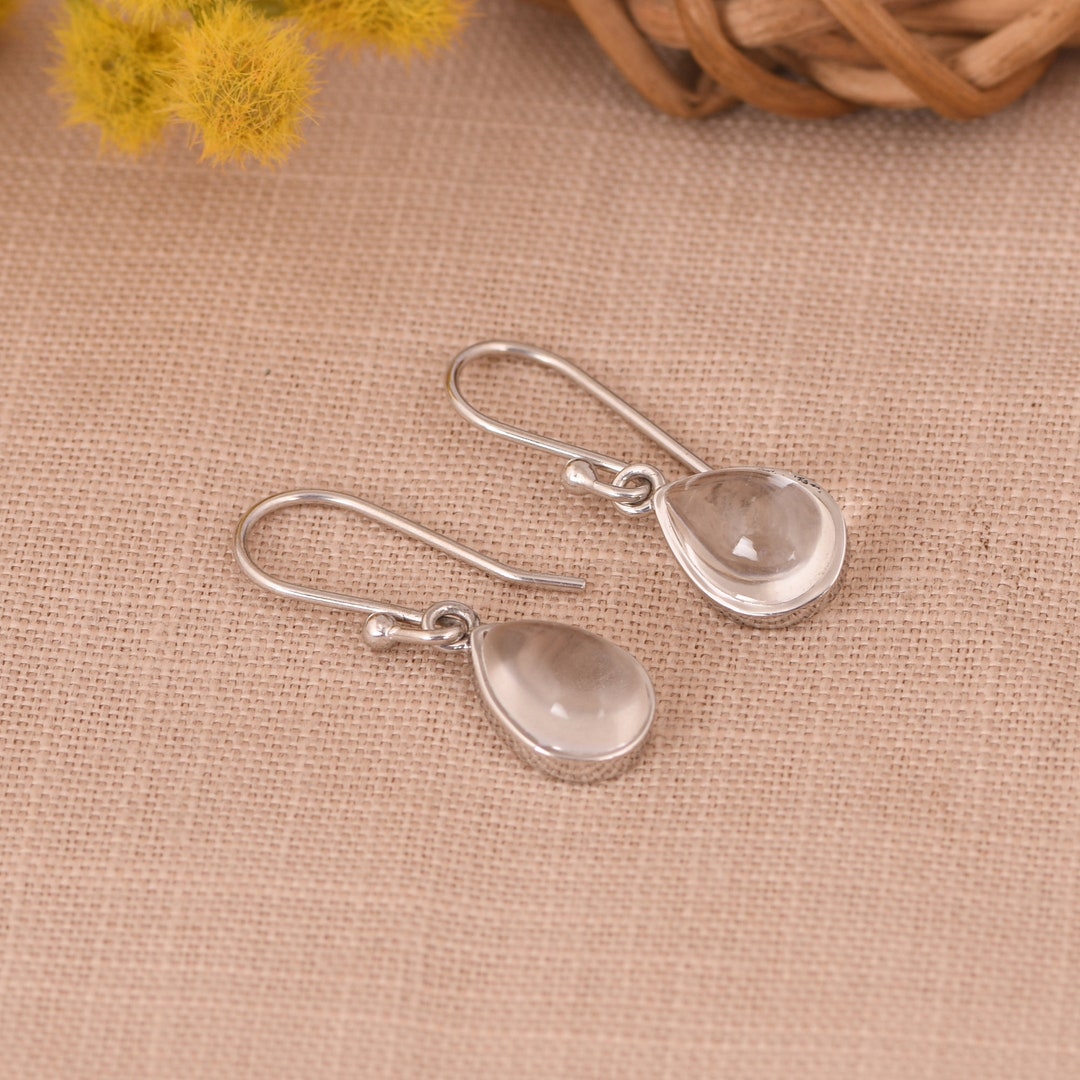Pear Shape Crystal Quartz Earrings / 925 Sterling Silver Earrings ...