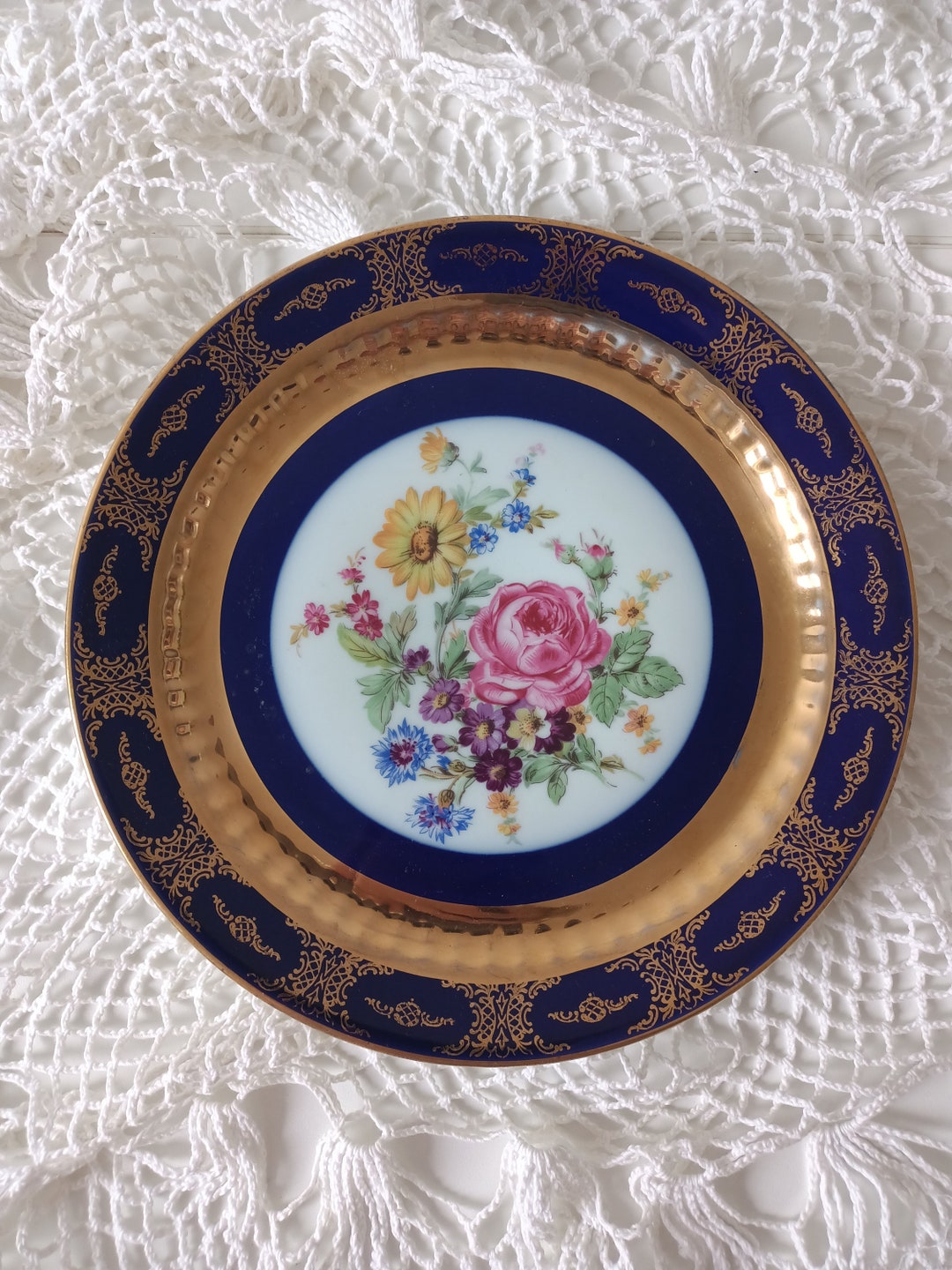 Epiag Decorative Plate Gilded Plate Flower Pattern Gift Idea Czech ...