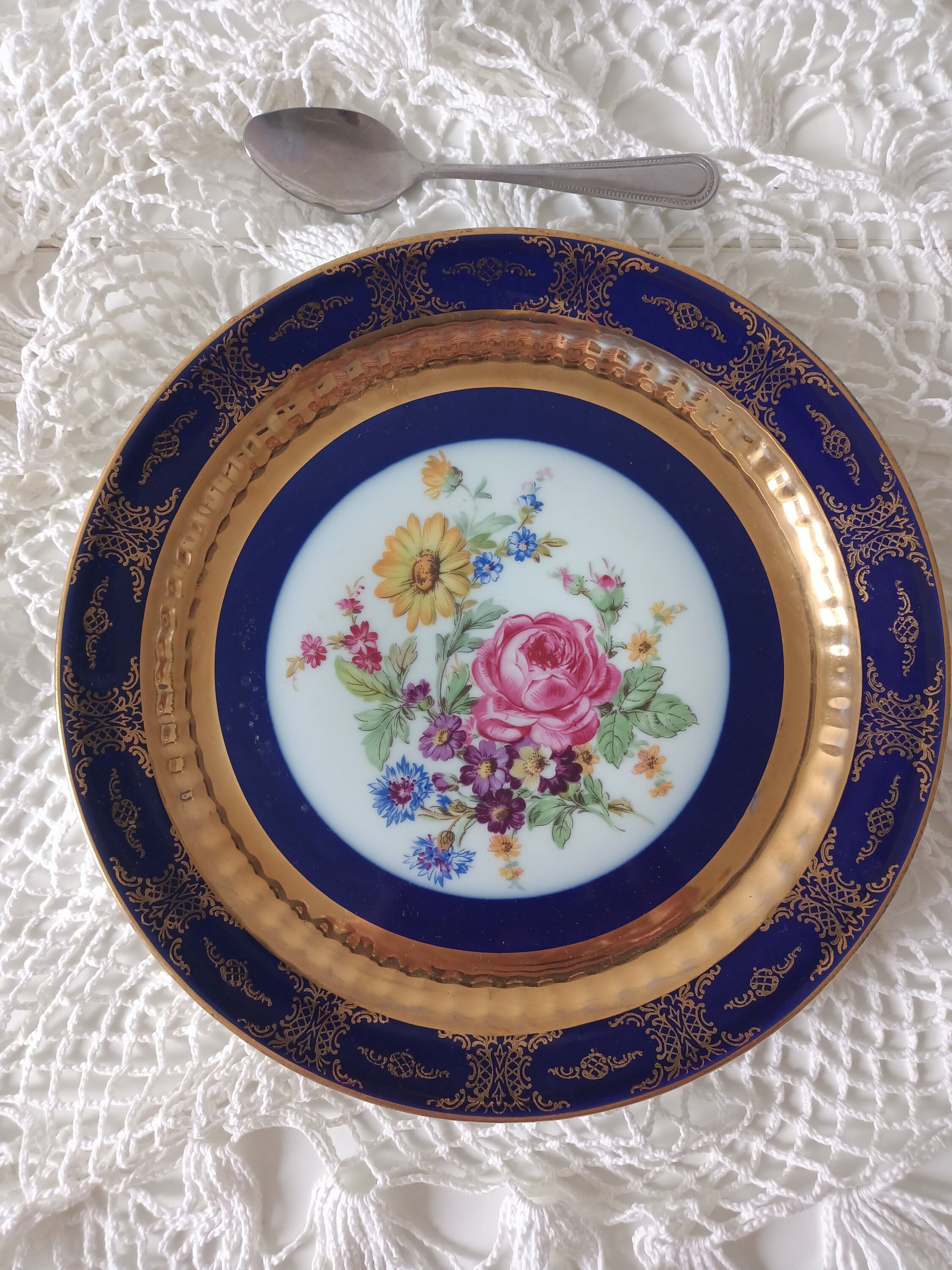 Epiag Decorative Plate Gilded Plate Flower Pattern Gift Idea Czech ...