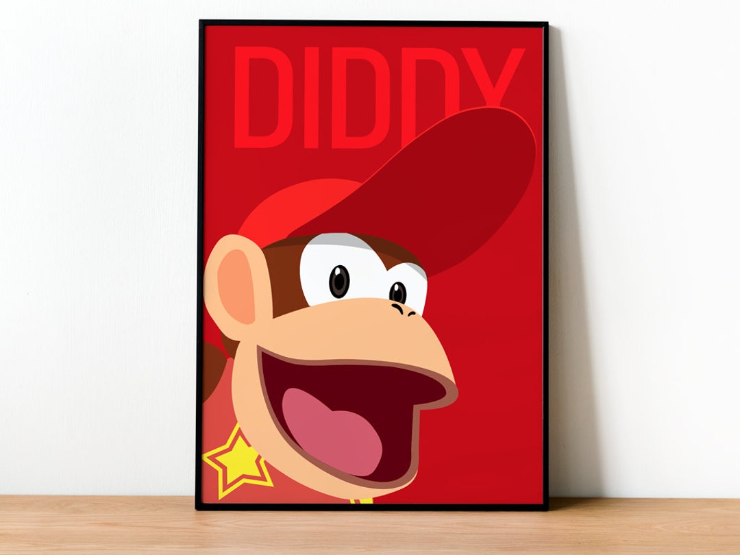 Diddy Kong Poster Print - Wall Art, Gaming, Geek, Gamer, for Him, for ...