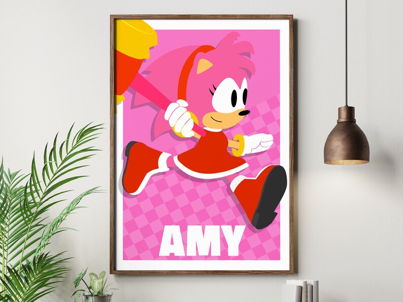 Amy Rose Sonic the Hedgehog Poster Print Wall Art, Gaming, Geek, Gamer ...