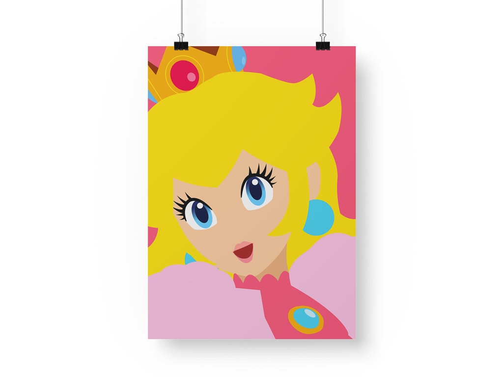 Princess Peach Poster Print Wall Art, Gaming, Geek, Gamer, for Him, for ...