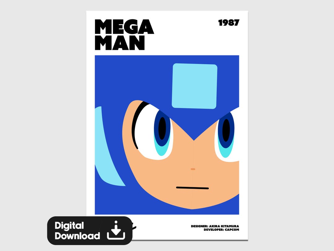 Mega Man Poster Print - Digital Download, Wall Art, Gaming, Geek, Gamer, for Him, for Her, Gift ...