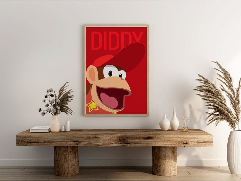 Diddy Kong Poster Print Wall Art, Gaming, Geek, Gamer, for Him, for Her ...
