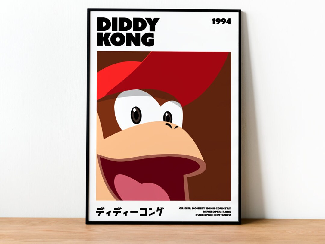 Diddy Kong Poster Print - Wall Art, Gaming, Geek, Gamer, for Him, for ...