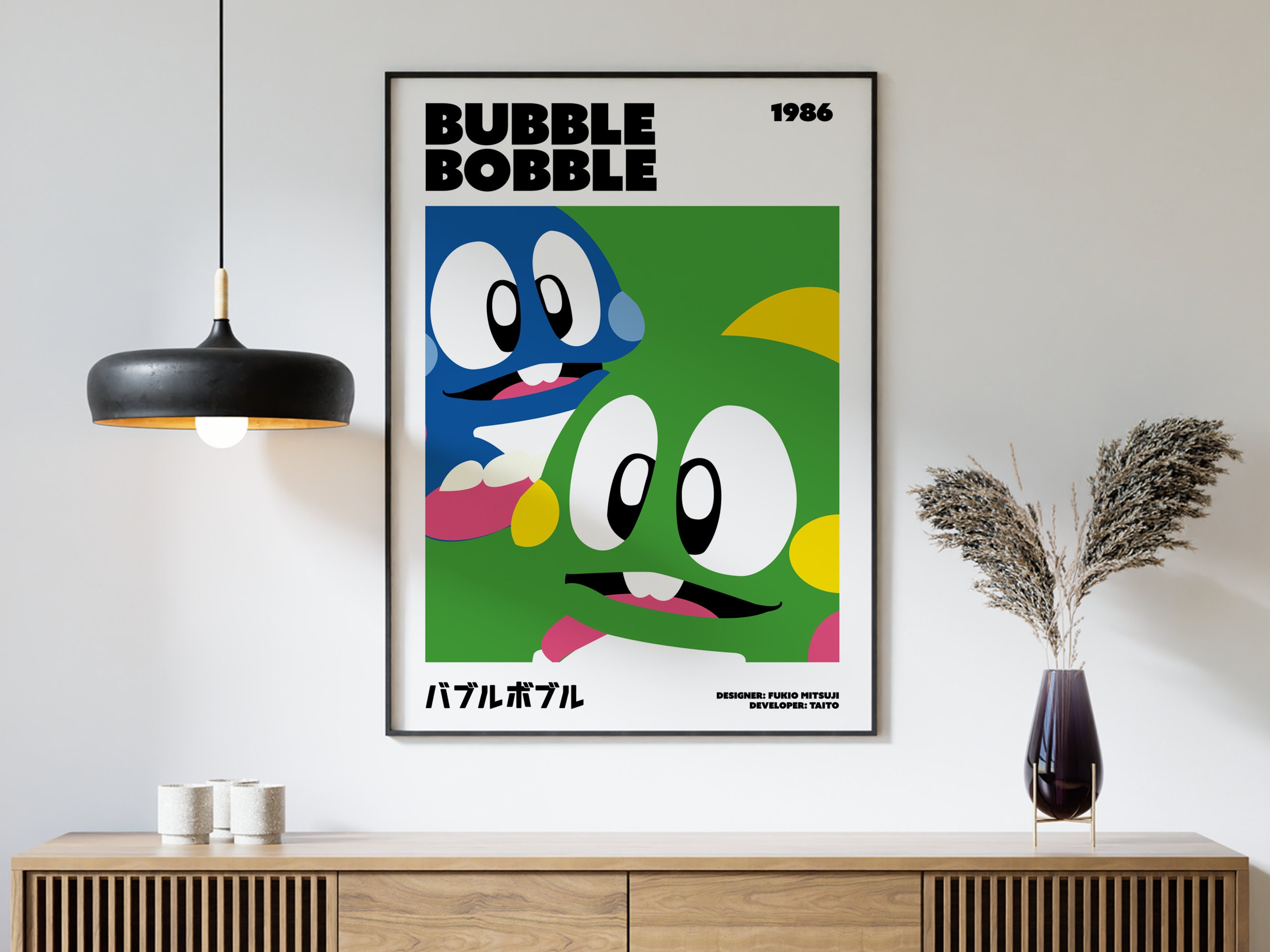 Bubble Bobble Poster Print Wall Art, Gaming, Geek, Gamer, for Him, for ...