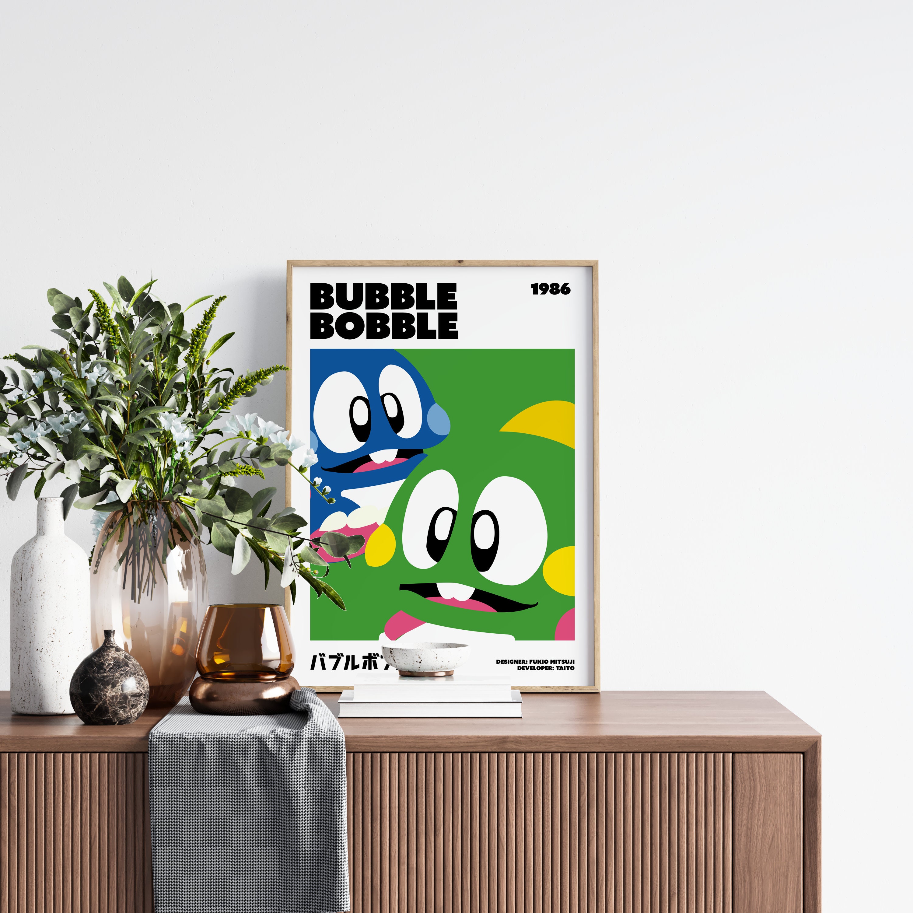 Bubble Bobble Poster Print Wall Art, Gaming, Geek, Gamer, for Him, for ...