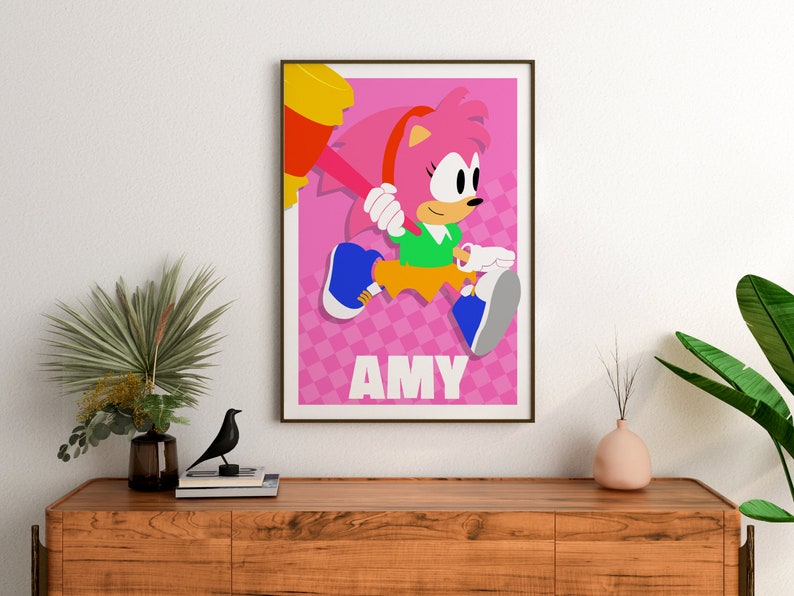 Amy Rose Art Print – Classic Sonic the Hedgehog Gamer Gift (unframed ...