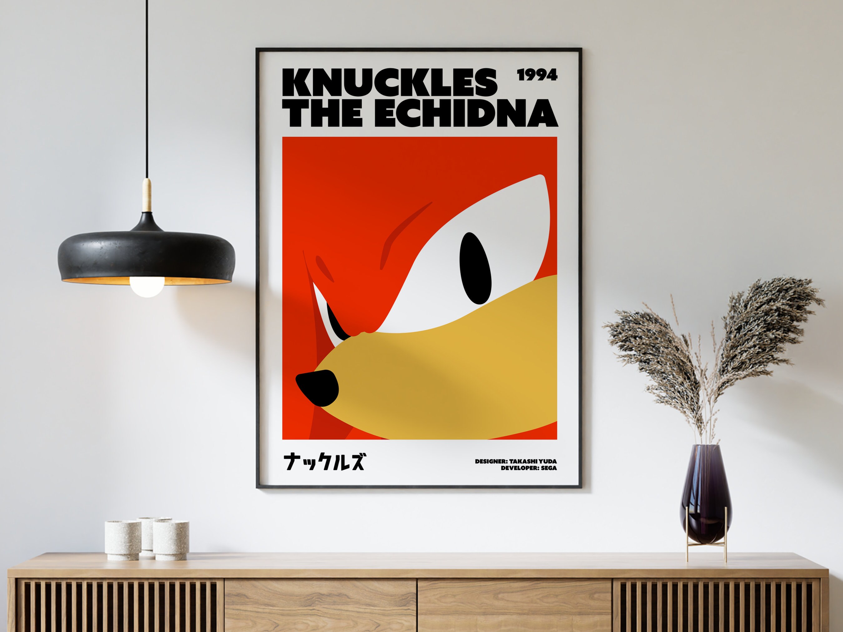 Knuckles the Echidna Print Wall Art, Gaming, Geek, Gamer, for Him, for ...