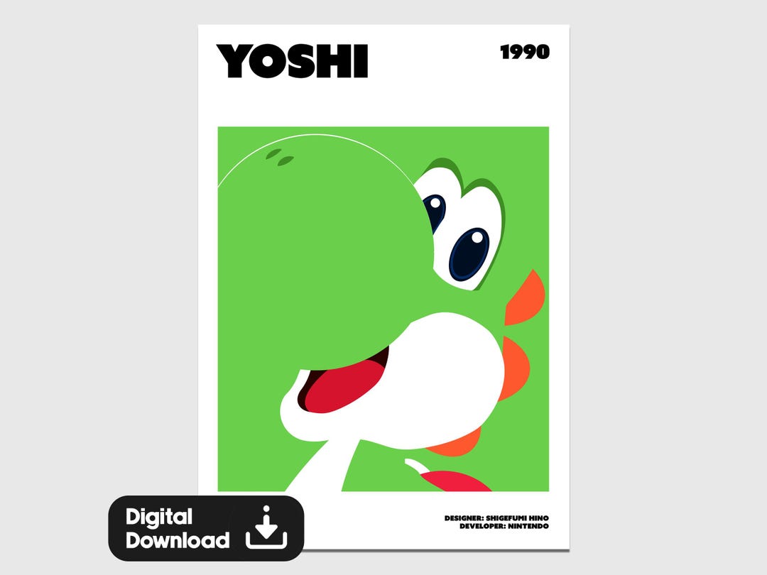 Yoshi Poster Print - Digital Download, Wall Art, Gaming, Geek, Gamer ...