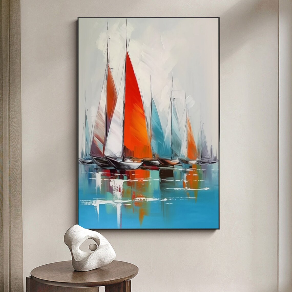 Large Abstract Sailboat Oil Painting,sailboat Party Painting,original ...