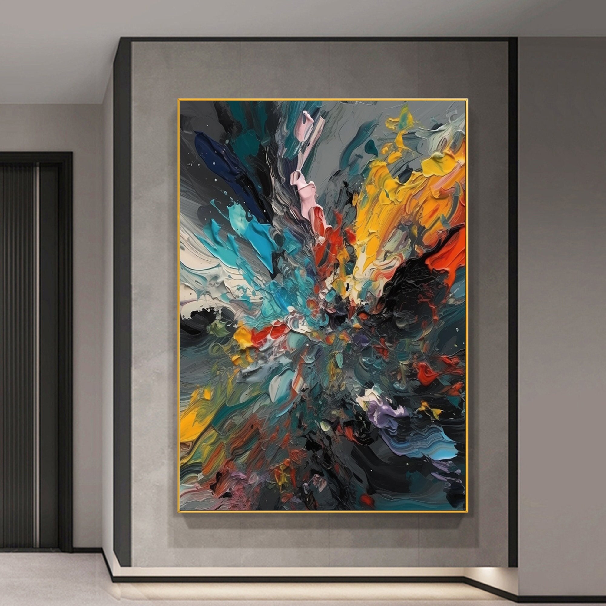 Large Colorful Texture Painting,colorful Abstract Painting,colorful ...