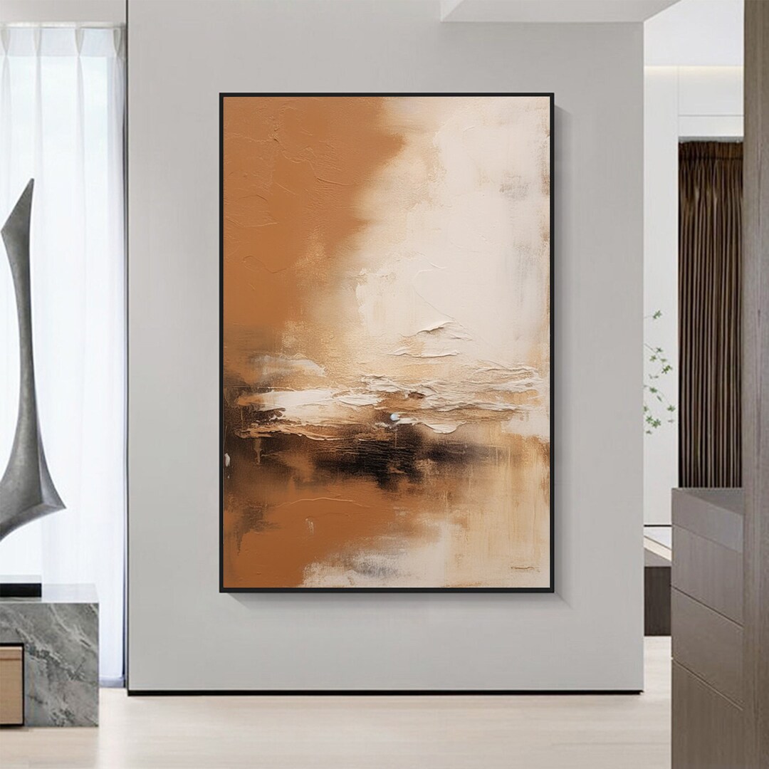 Large Beige and Brown Wabi-sabi Wall Art,beige 3D Texture Painting ...