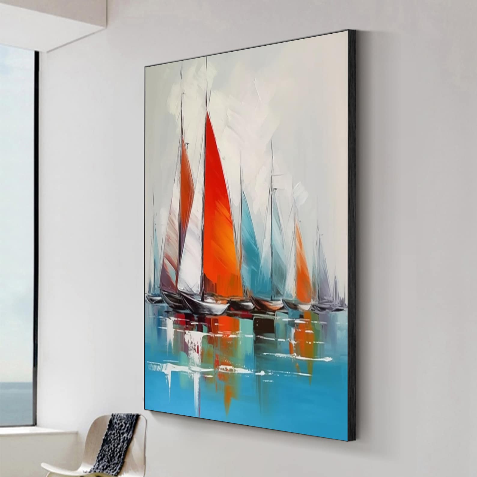 Large Abstract Sailboat Oil Painting,sailboat Party Painting,original ...