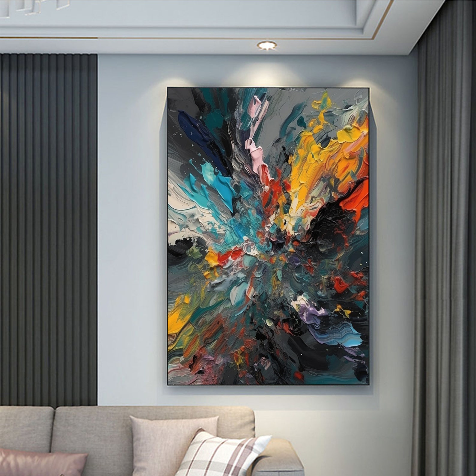 Large Colorful Texture Painting,colorful Abstract Painting,colorful ...