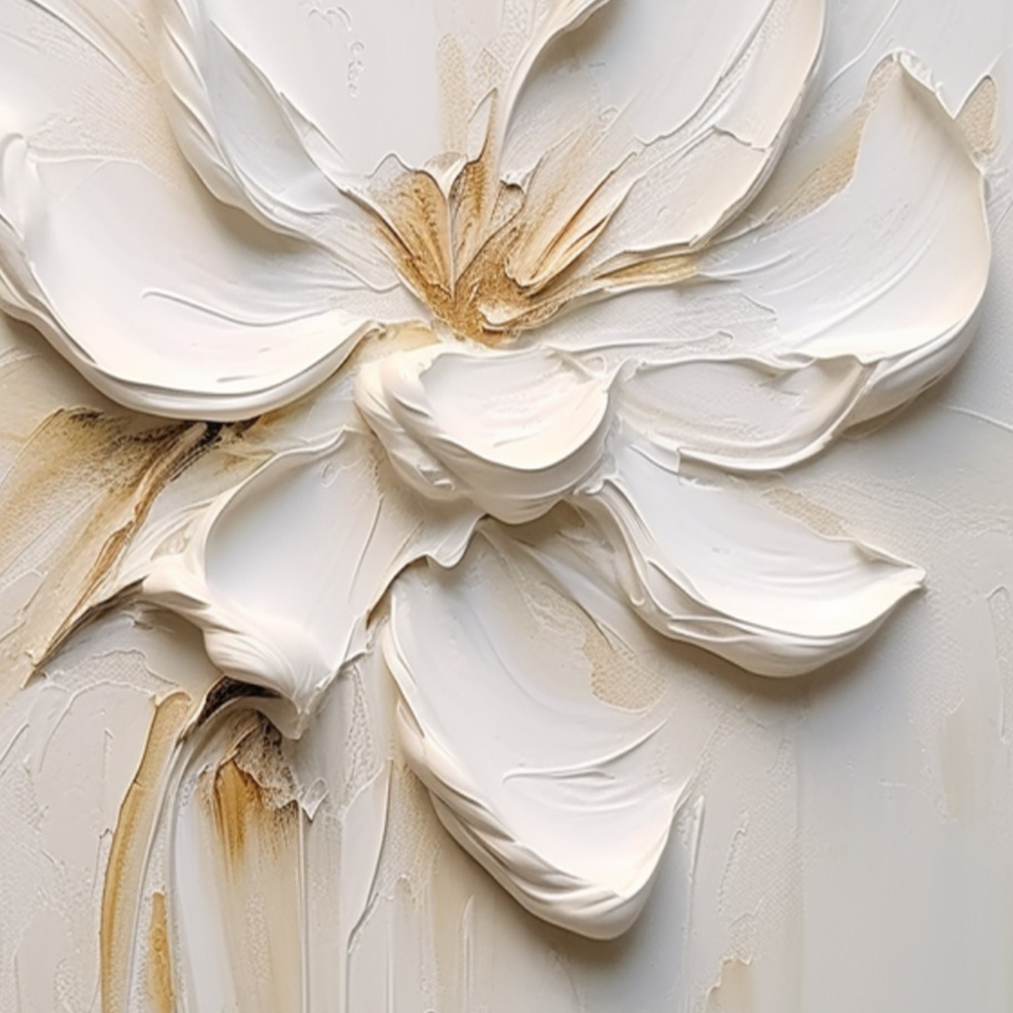 3D Original Flower Painting on Canvas,modern White Flower Texture ...