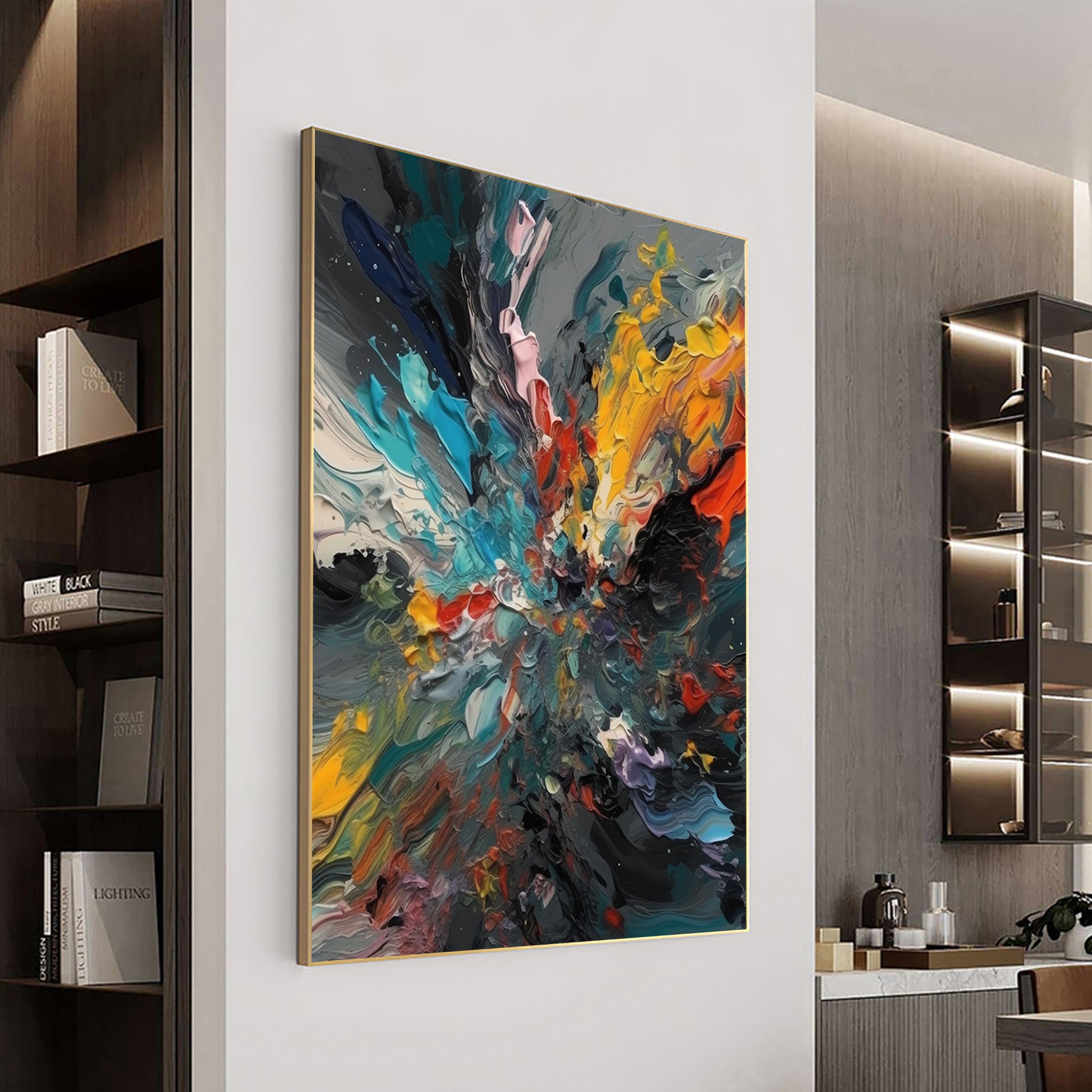 Large Colorful Texture Painting,colorful Abstract Painting,colorful ...
