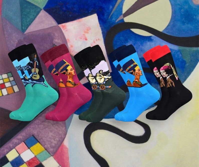 Abstract Famous Art Socks Painting Museum Wearable Masterpiece 5 Sock ...