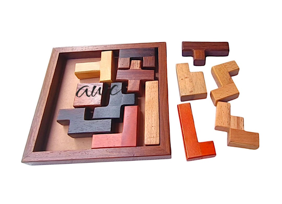 Personalized Wooden Tetris Puzzle: Interlocking Brain Teaser Game ...