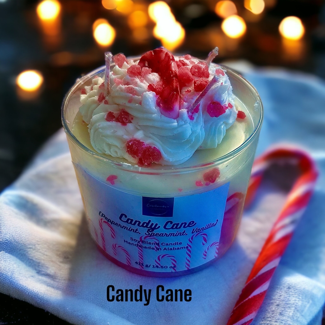 Candy Cane Candle / Traditional Christmas Candy Cane Scent / - Etsy