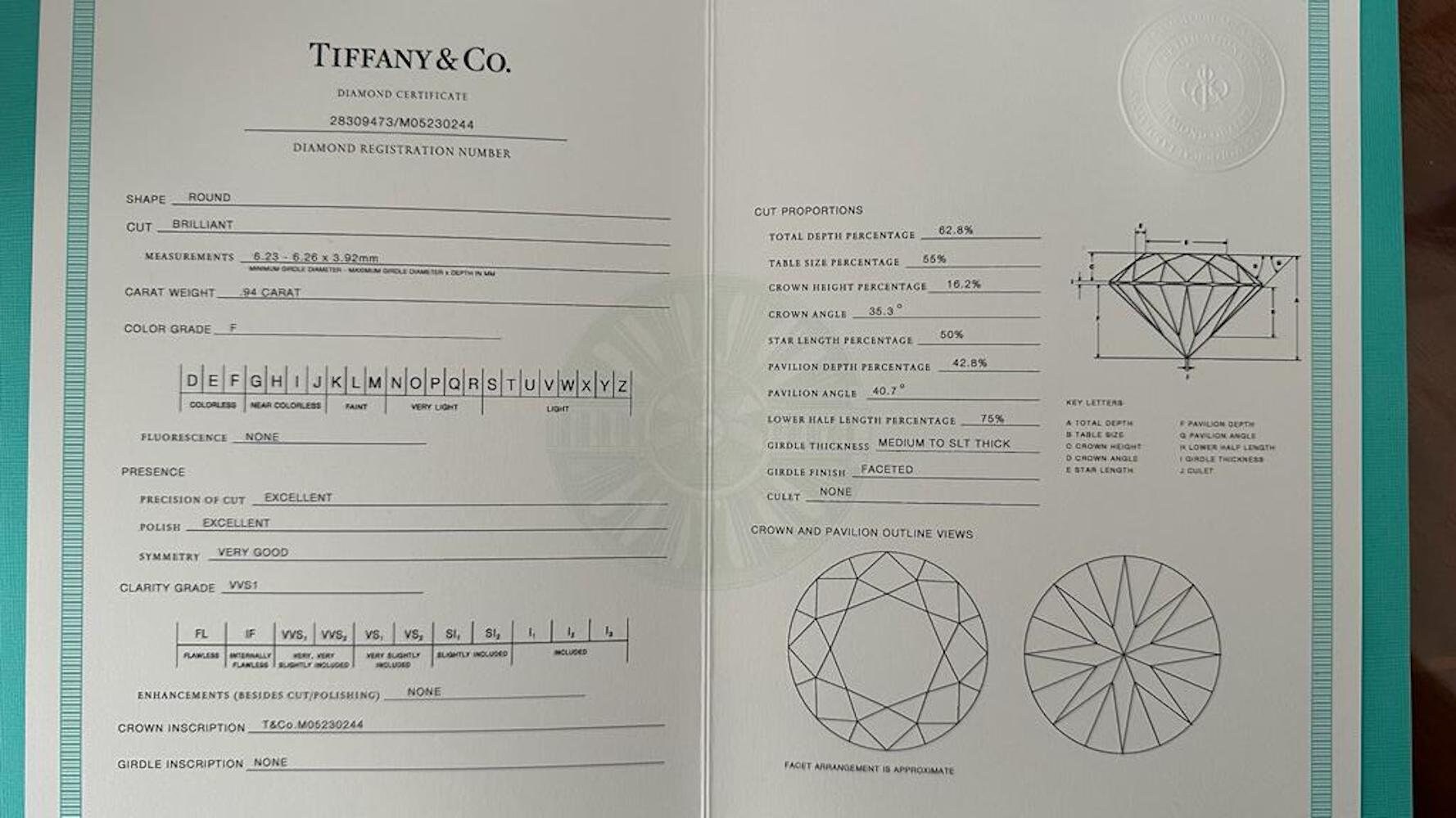 AUTHENTIC Tiffany & Co Engagement Ring 0.94ct - Etsy