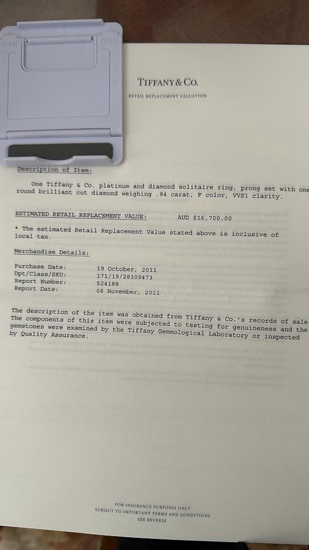 AUTHENTIC Tiffany & Co Engagement Ring 0.94ct - Etsy