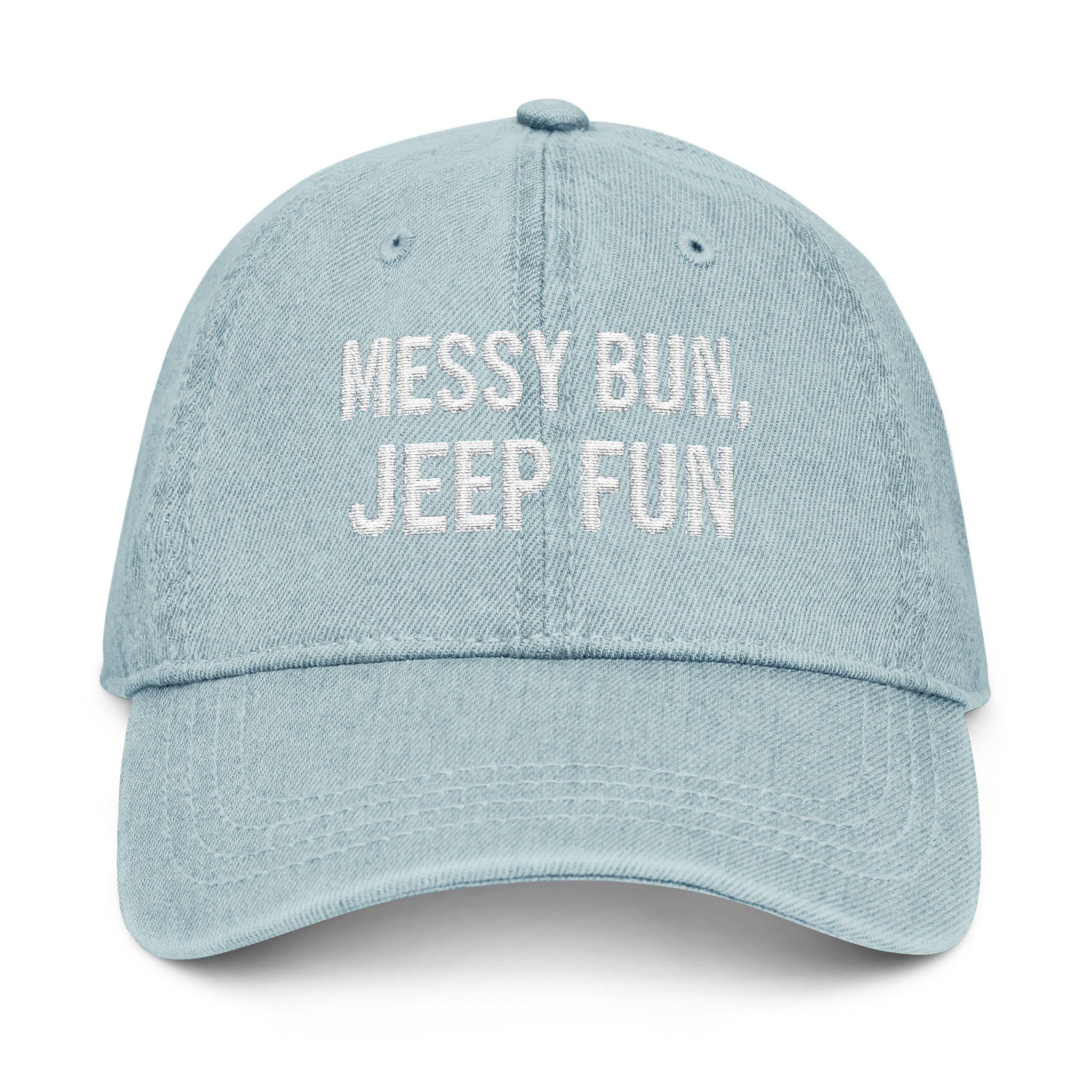 Messy Bun Jeep Fun Hat, Embroidered Denim Cap for Adventurers, Gifts ...