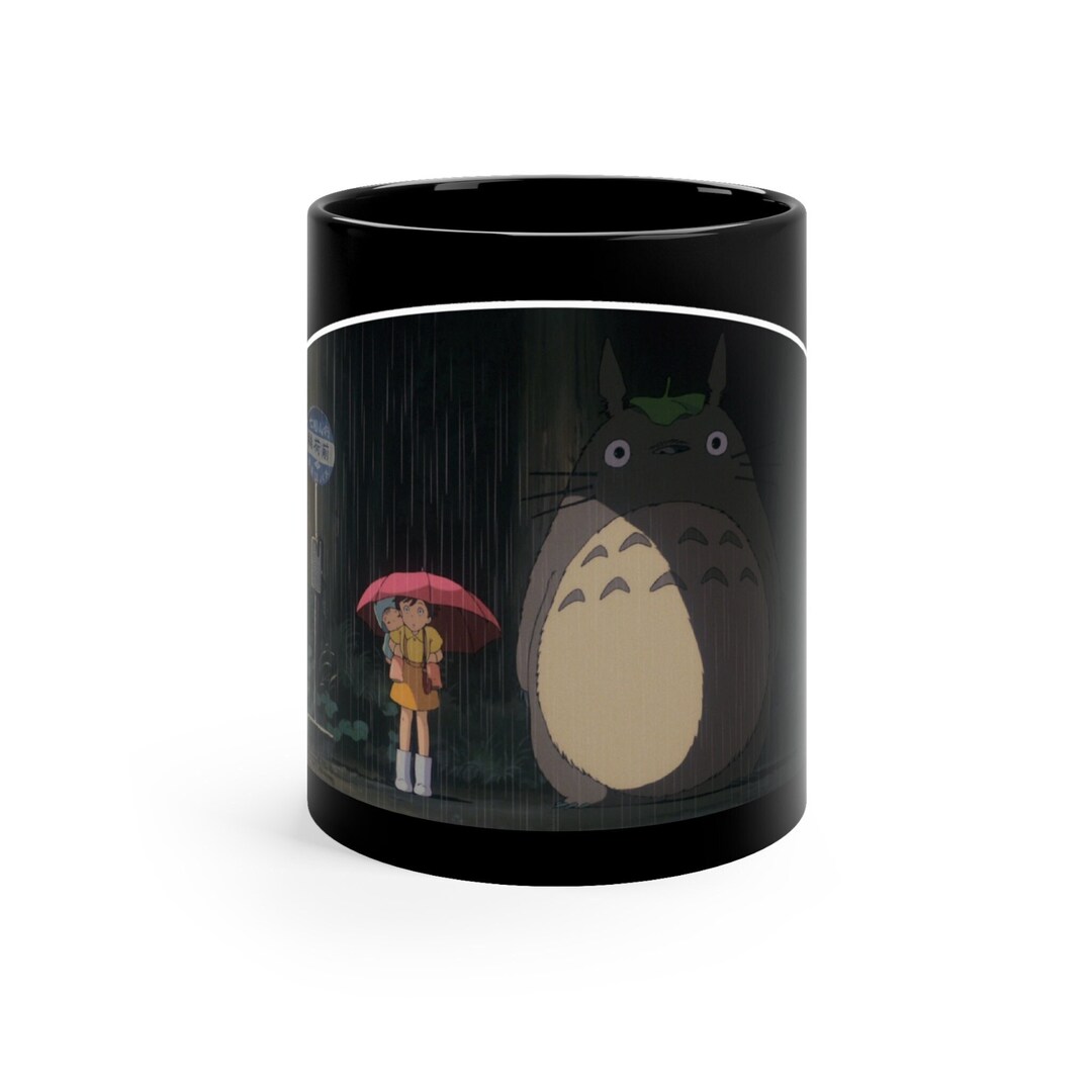 Studio Ghibli Totoro, Mei and Satsuki, 11 OZ Black Ceramic Mug, High ...