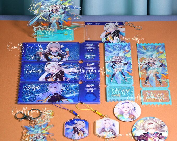 Honkai: Star Rail Firefly Art Print Set Standee, Keychain, Holographic ...
