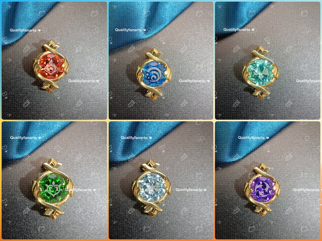 Genshin Impact Fontaine Visions Pendant, Gemstones Made Anemo Geo ...