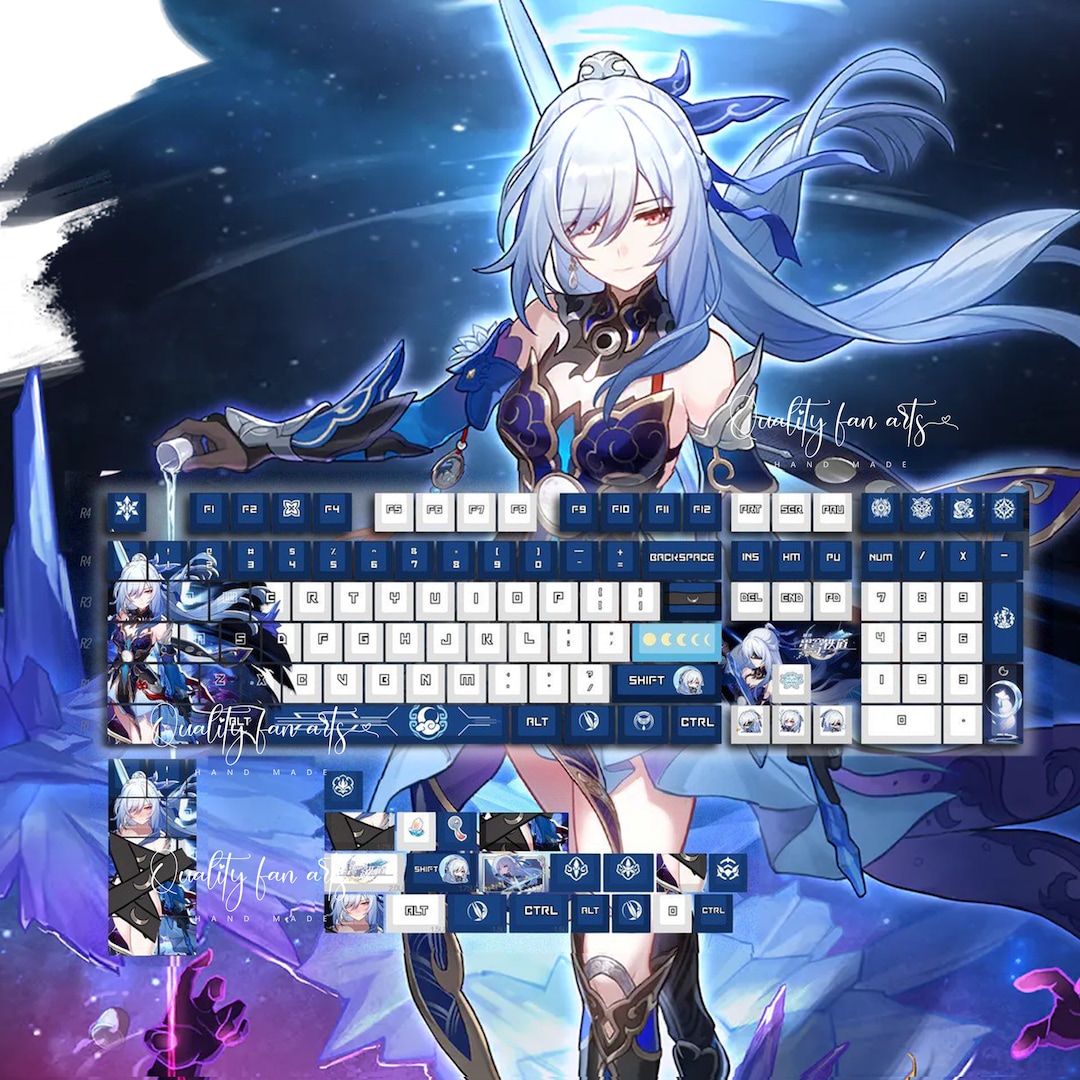 Honkai: Star Rail Jingliu Keycap/keyboard Set 129 PBT Dye Sublimation ...