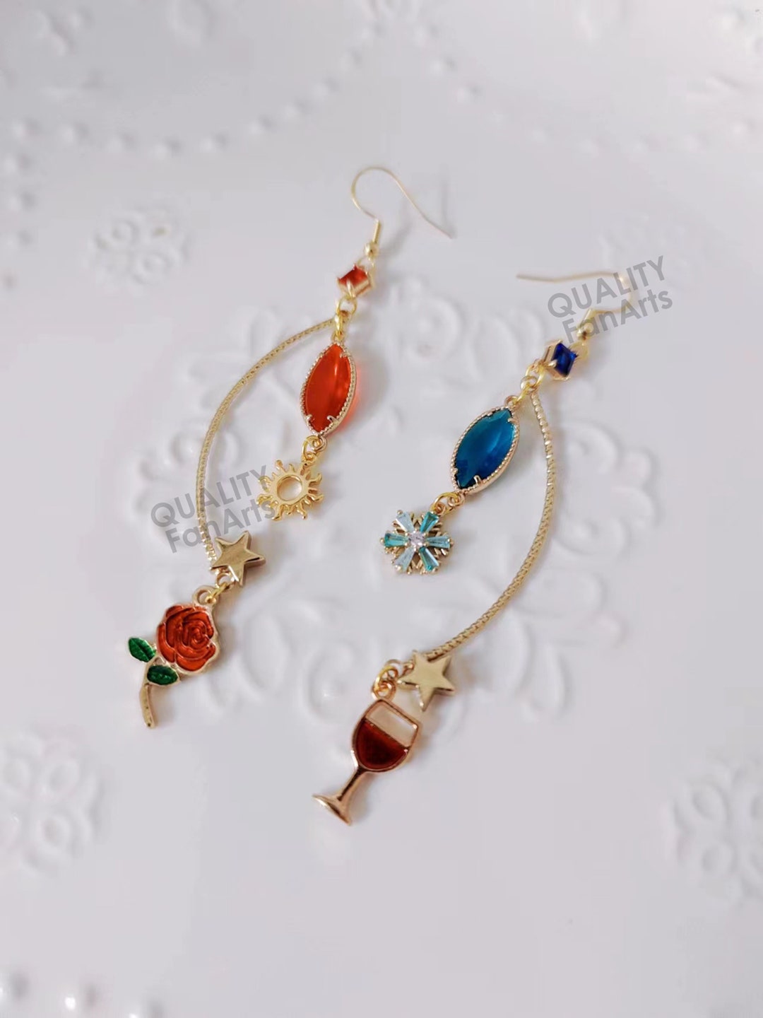 Genshin Impact Diluc Kaeya Earrings, Fish Hook/ Clip-on - Etsy