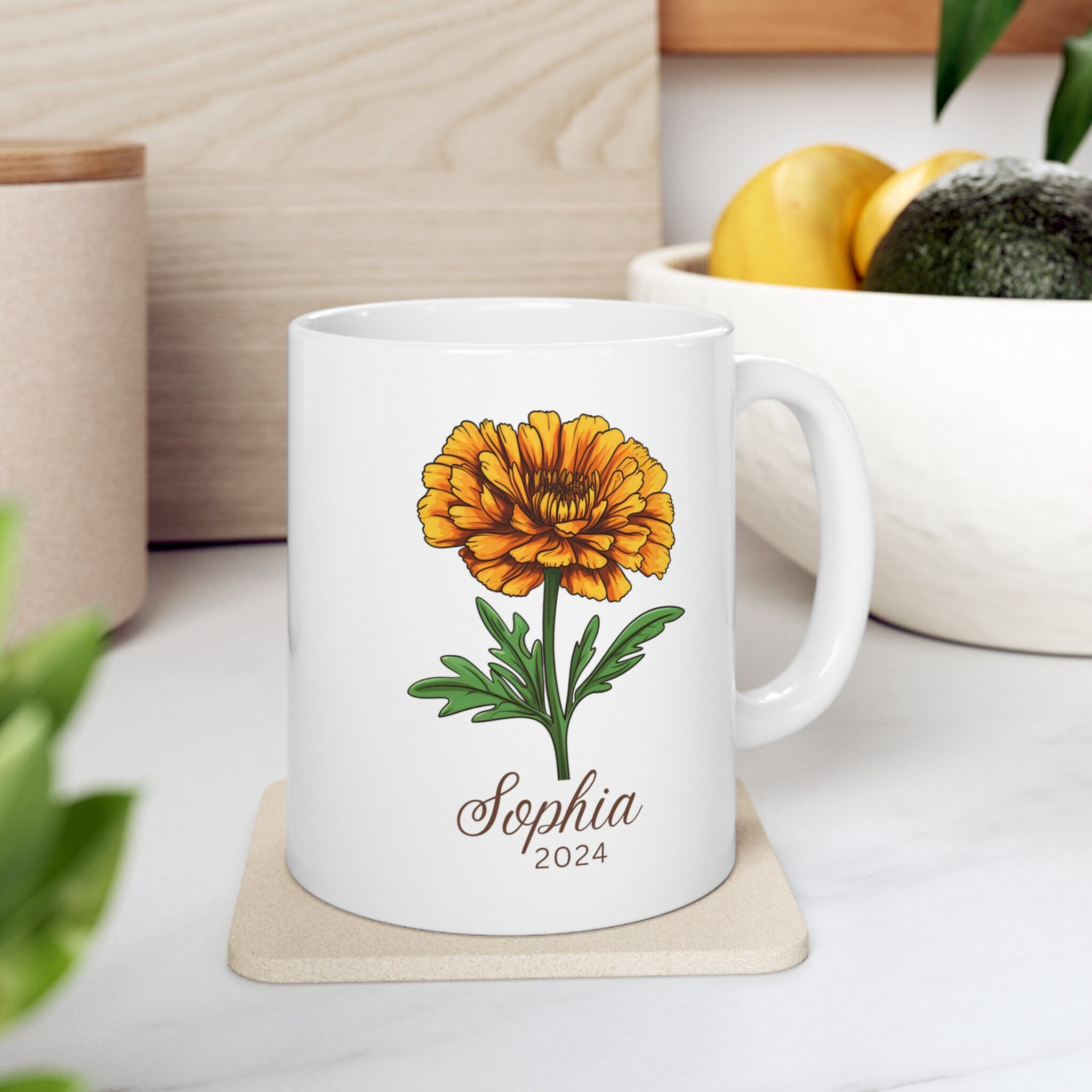 Personalized Birth Flower Mug Custom Birth Flower Ts Etsy