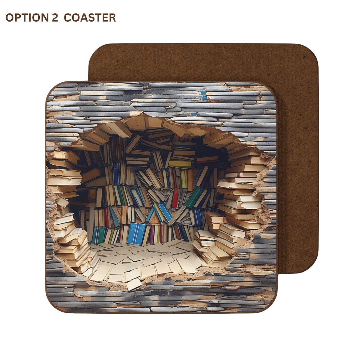 3D Matching Coasters, Variety Mug Coaster Set, Bookshelf, Gingerbread ...