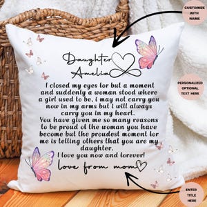 Daughter Gifts, Personalized Daughter Pillow From Mom, Mom Gifts for ...