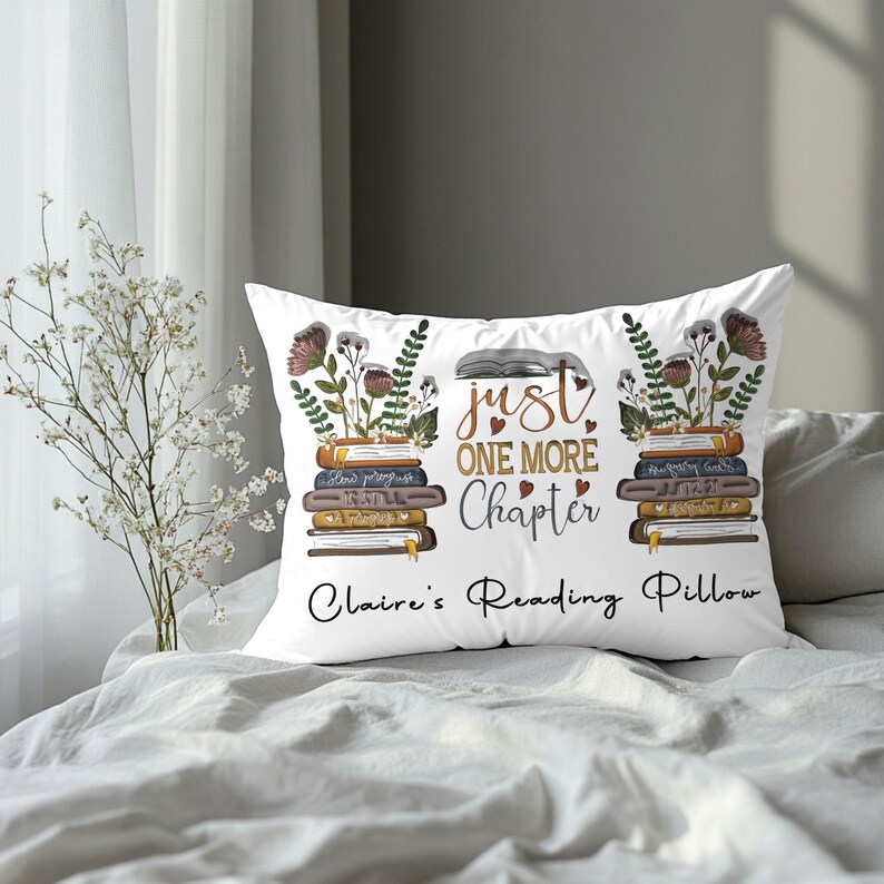 Reading Lumbar Pillow, Books Pillows, Personalized Book Lover Gift ...