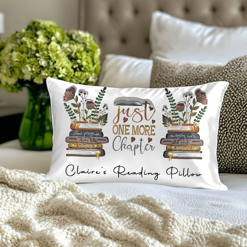 Reading Lumbar Pillow, Books Pillows, Personalized Book Lover Gift ...