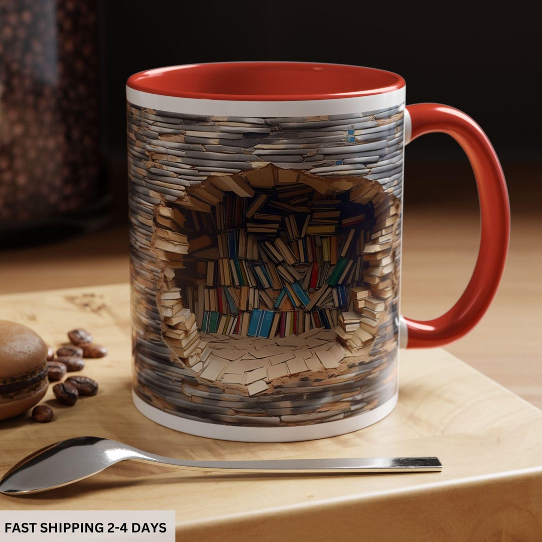 Bookshelf Print Mug Book Lover Gift, Cute Gift for Reader, Mug Gift for ...