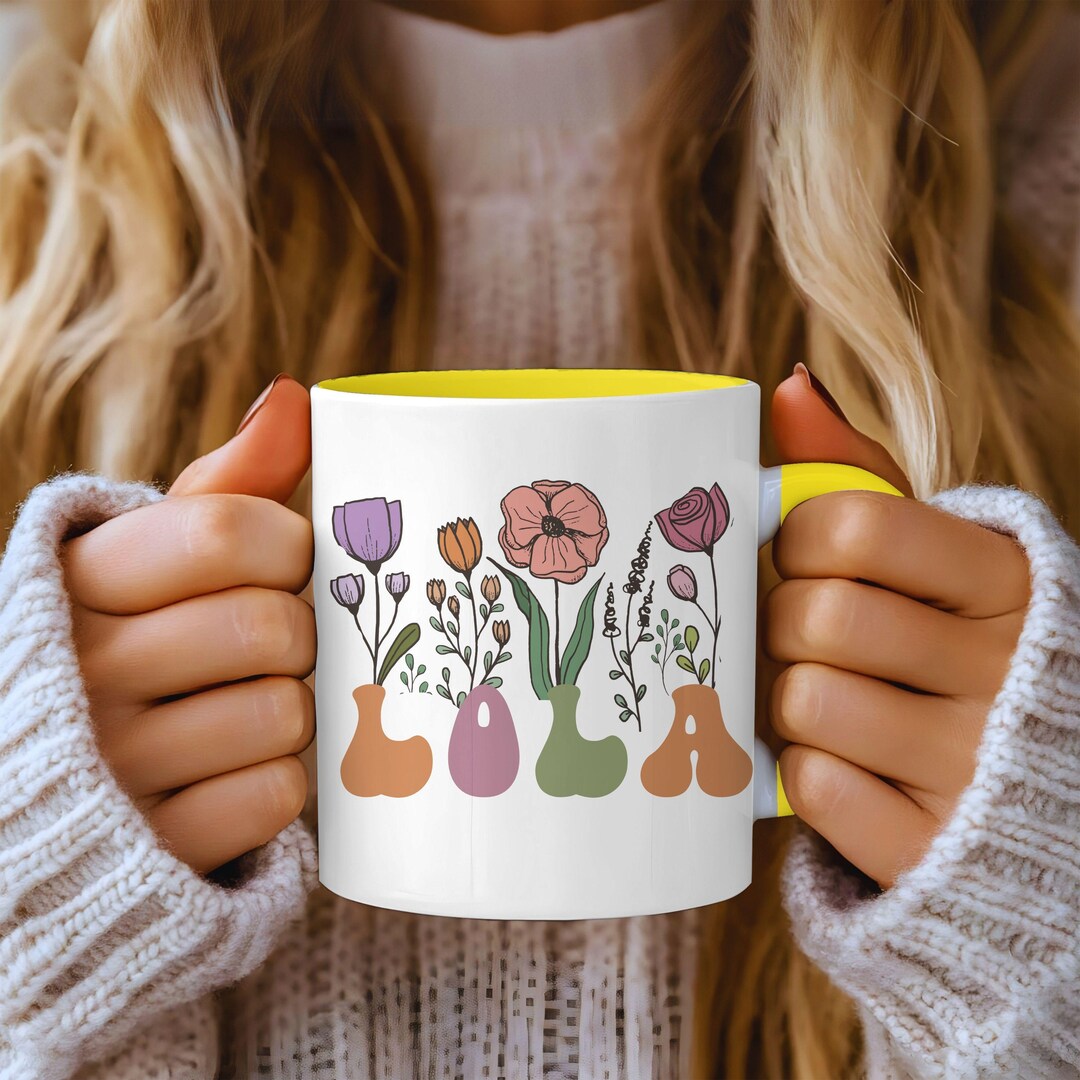 Lola Coffee Mug, Filipino Grandma Gift, Personalized Wildflower Mugs ...