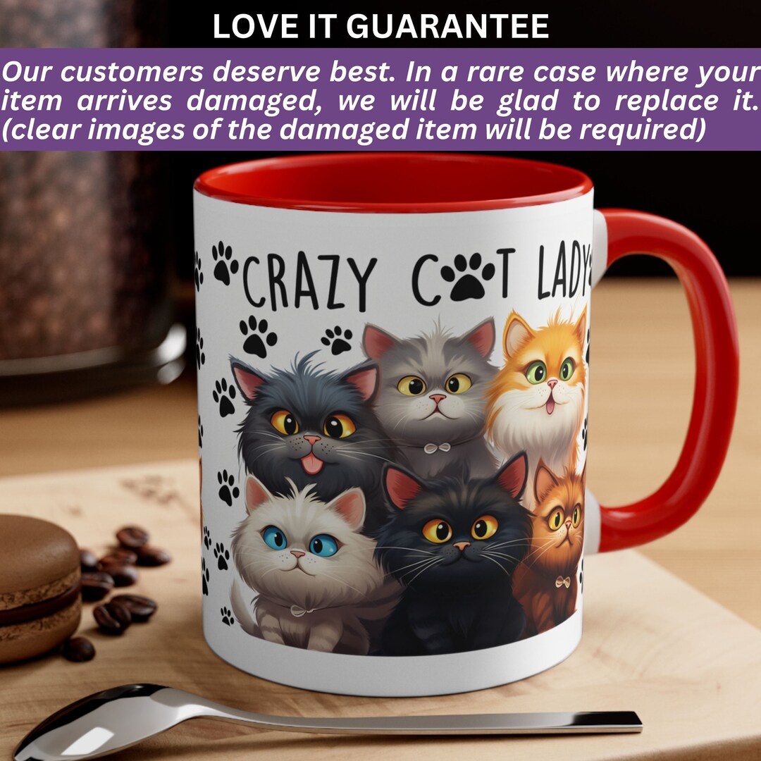 Crazy Cat Lady Coffee Mug, Crazy Cat Mom Coffee Cup, 3D Crazy Lady Cat ...