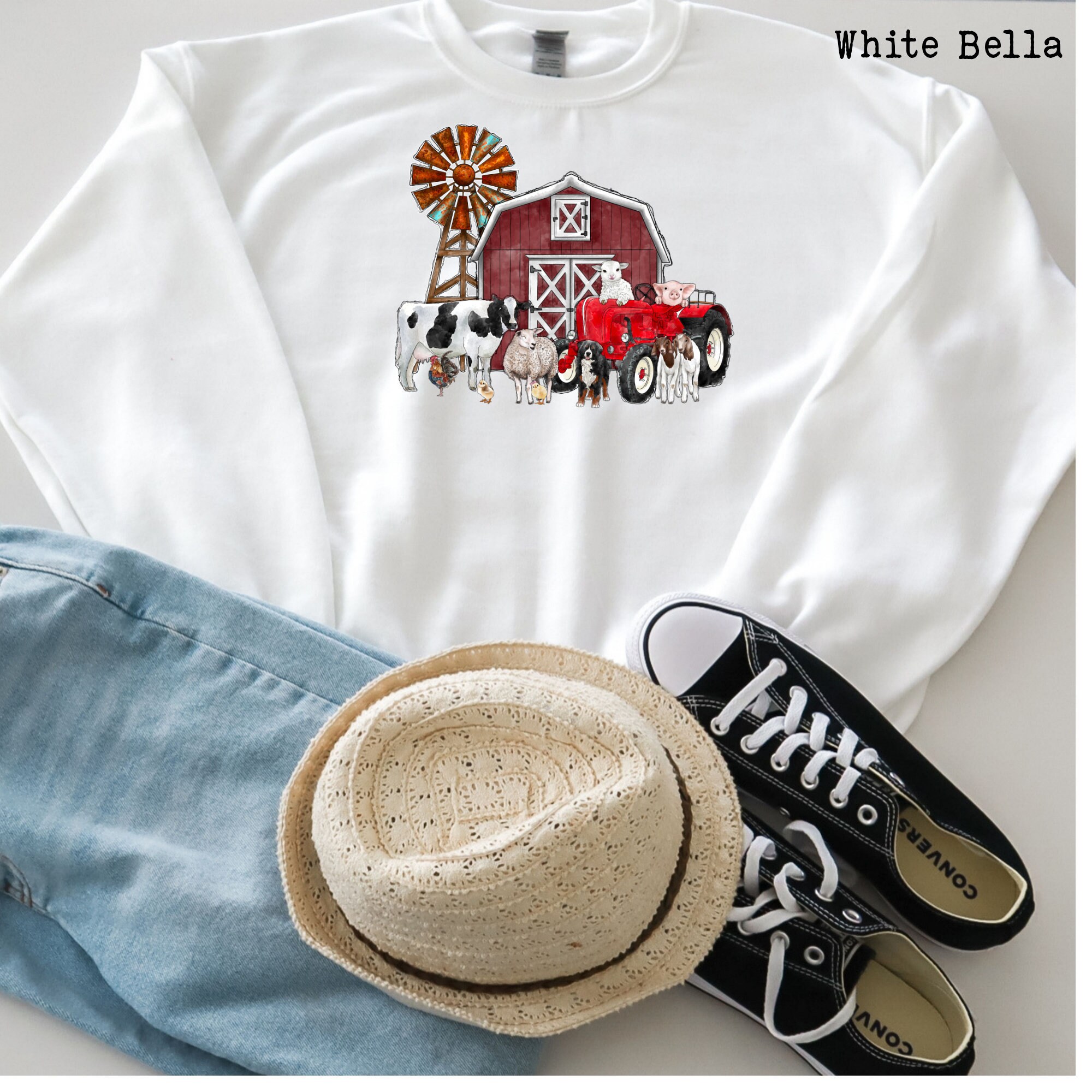 Farm Animal Sweatshirt Farmer Shirt, Farm Crewneck Sweatshirt, Cow ...
